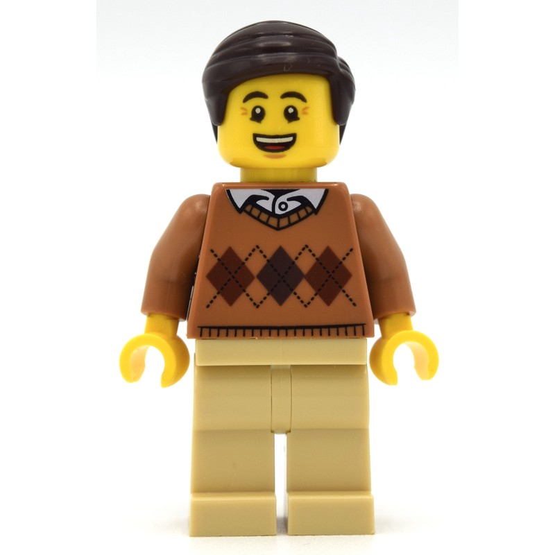 LEGO Set fig-008446 Medium Nougat Torso, Tan Legs, Dark Brown Hair ...