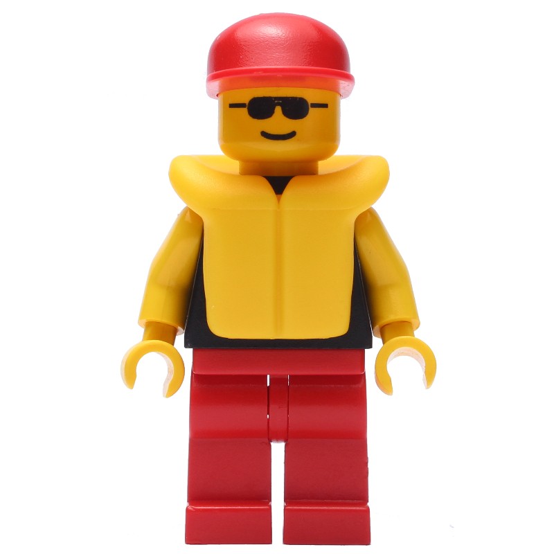LEGO Set fig-008477 Man, Black Torso with Yellow Arms, Red Legs, Red ...