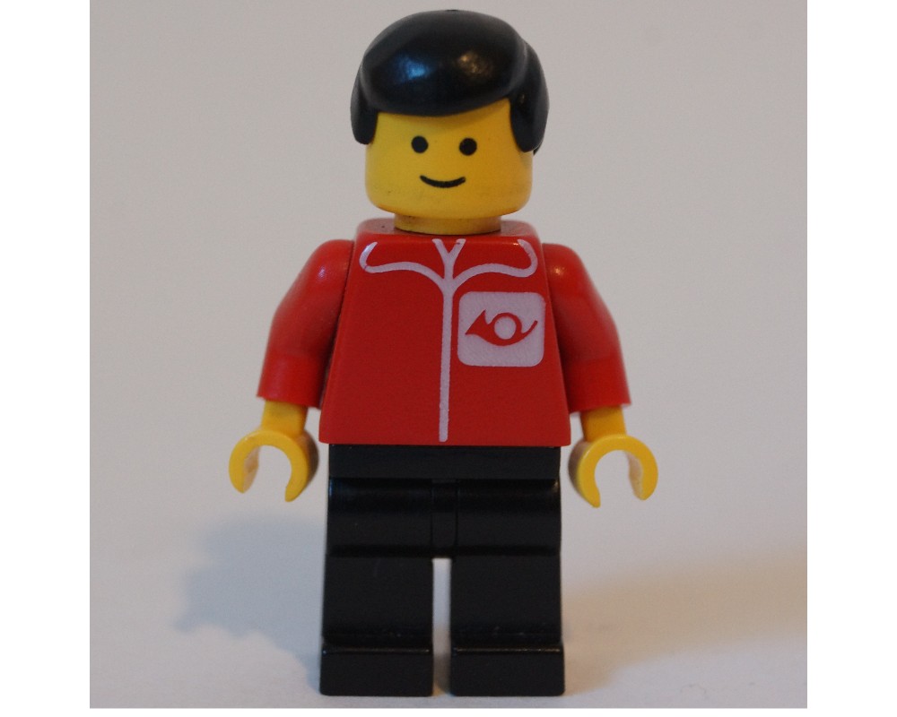 LEGO Set fig-008486 Postal Worker, Red Shirt with Horn Logo, Black Legs ...