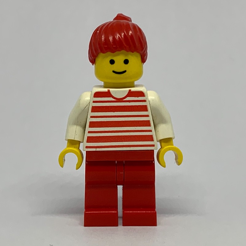 LEGO Set fig-008492 Woman, Red and White Striped Shirt, Red Legs, Red ...