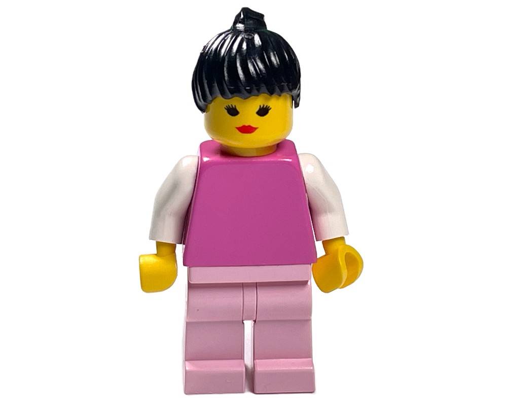 LEGO Set fig-008497 Medium Dark Pink Torso, Pink Legs, Black Hair ...