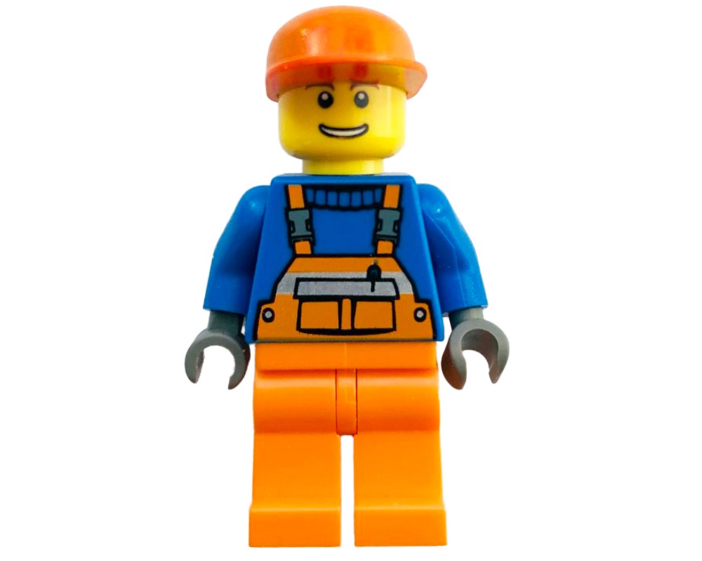 LEGO Set fig-008502 Blue Torso, Orange Overall, Orange Cap ...