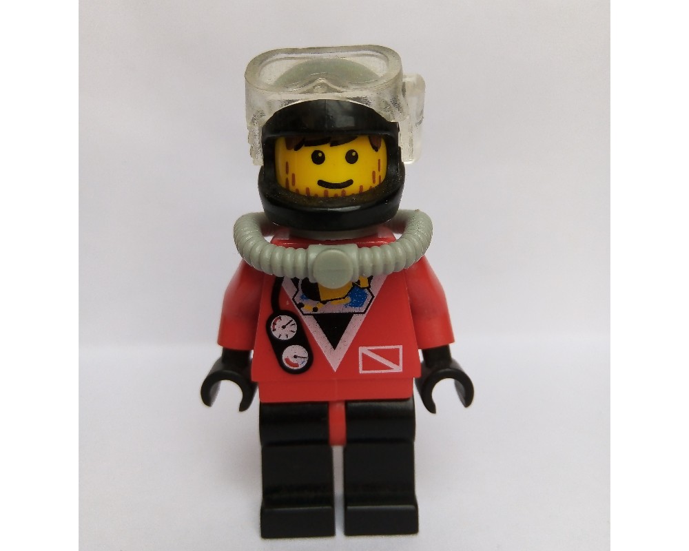 LEGO Set fig-008556 Diver, Man, Red Wetsuit, Black Helmet with Mask ...