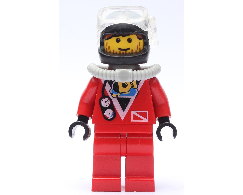 LEGO Set fig-008561 Diver, Man, Red Wetsuit, Black Helmet with Mask ...