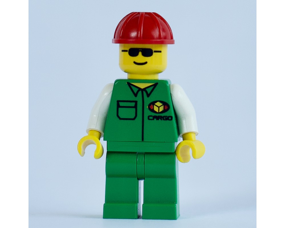 LEGO Set fig-008648 Cargo Worker, Green Jacket with Pocket, Red Hard ...