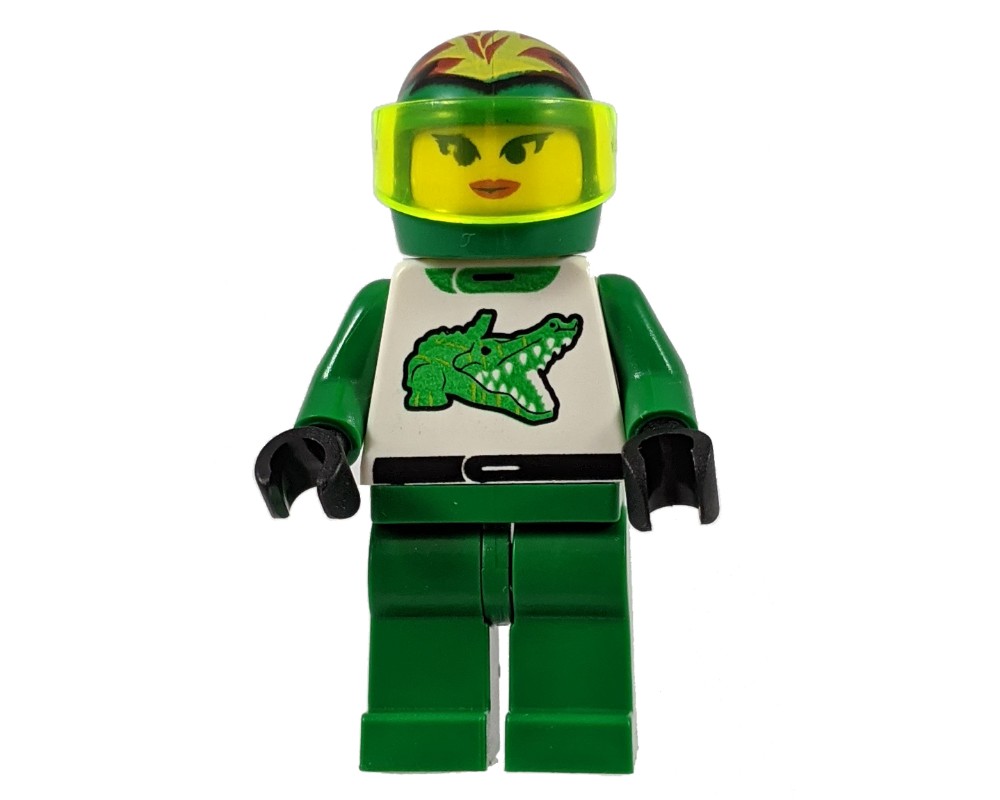 LEGO Set fig-008650 Racer, Woman, Green and White Outfit with Crocodile ...