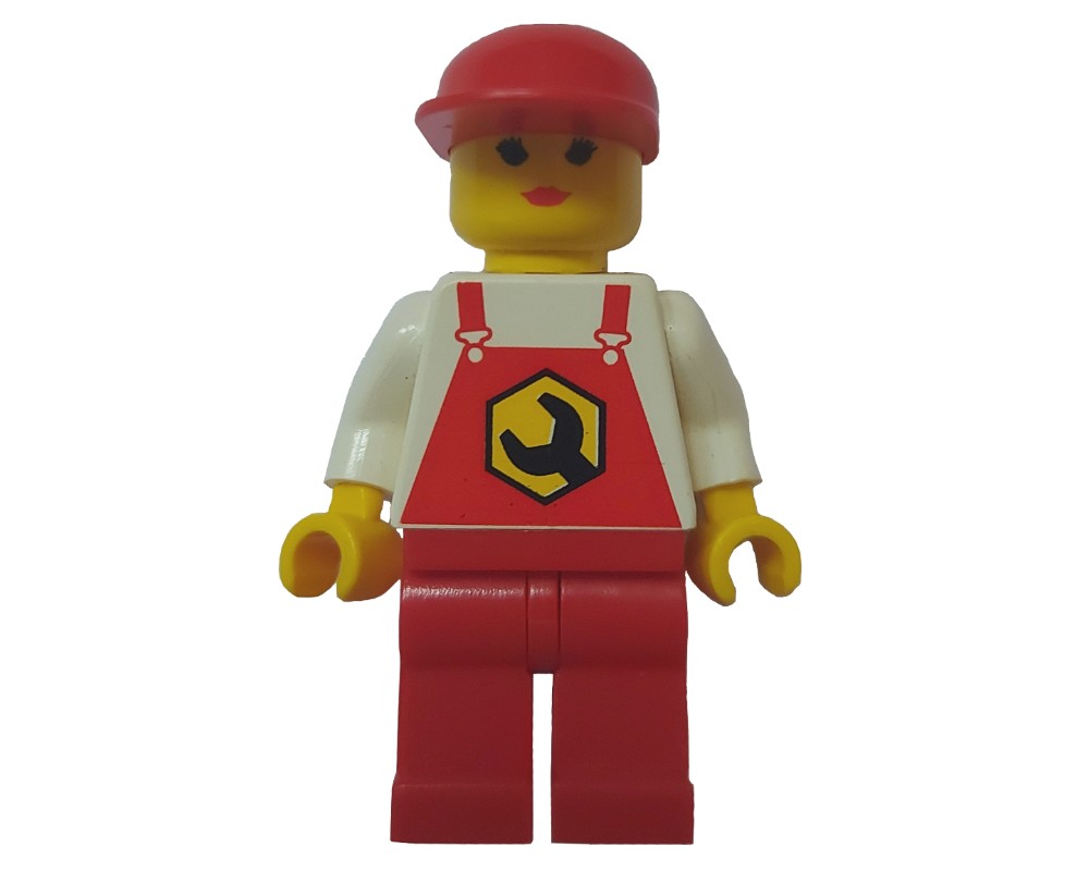 LEGO Set fig-008668 Mechanic, Woman, Red Overalls, Red Cap ...