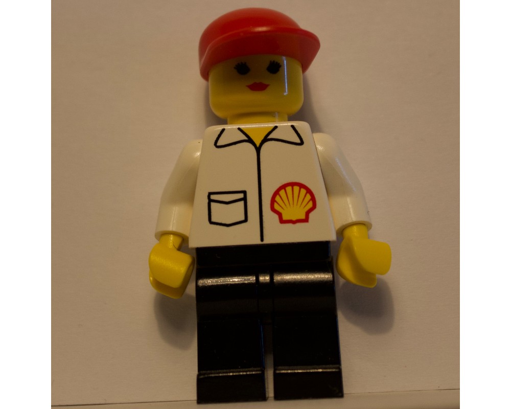 LEGO Set fig-008682 Woman, White Shirt with Shell Logo, Red Cap ...