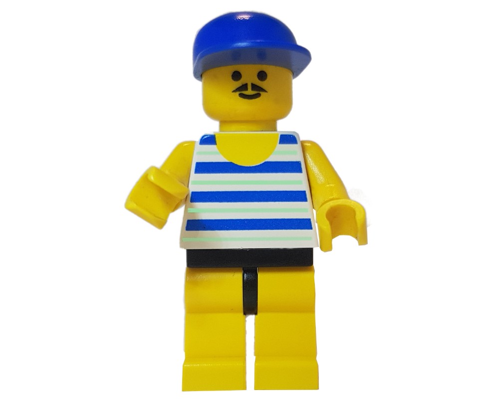 LEGO Set fig-008692 Man Blue and White Striped Swimsuit, Blue Cap ...