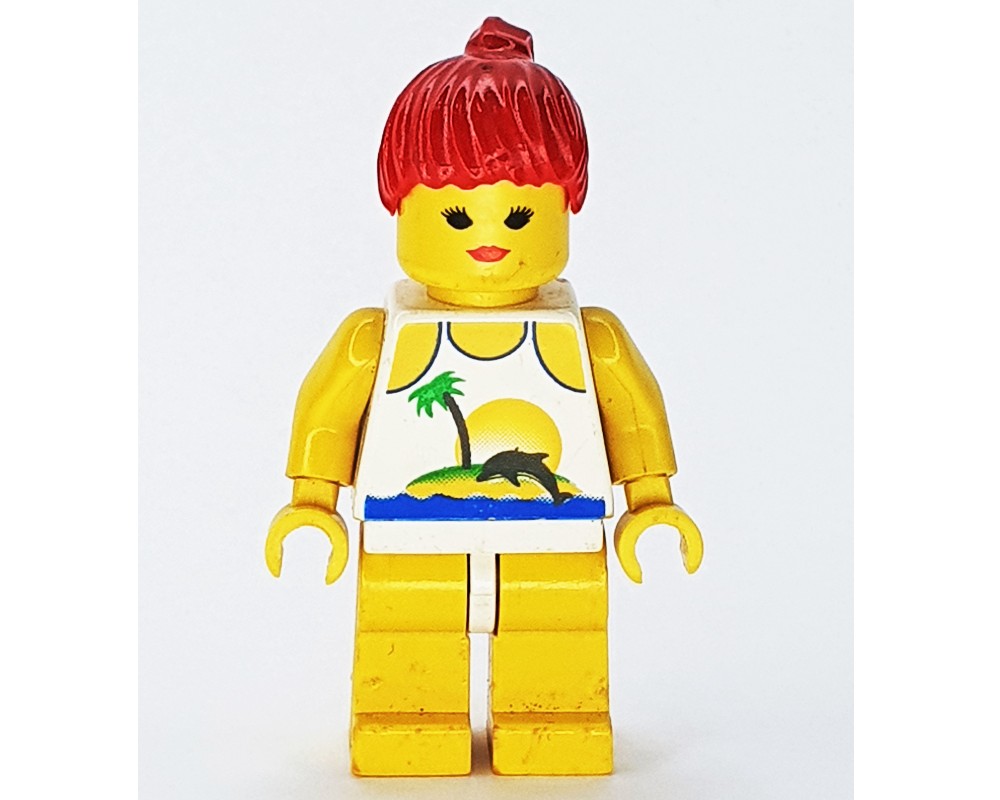 LEGO Set fig-008699 Woman, White Swimsuit with Desert Island and ...