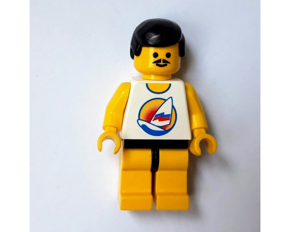 LEGO Set fig-008702 Man, White Tank Top with Windsurfer, Yellow Legs ...