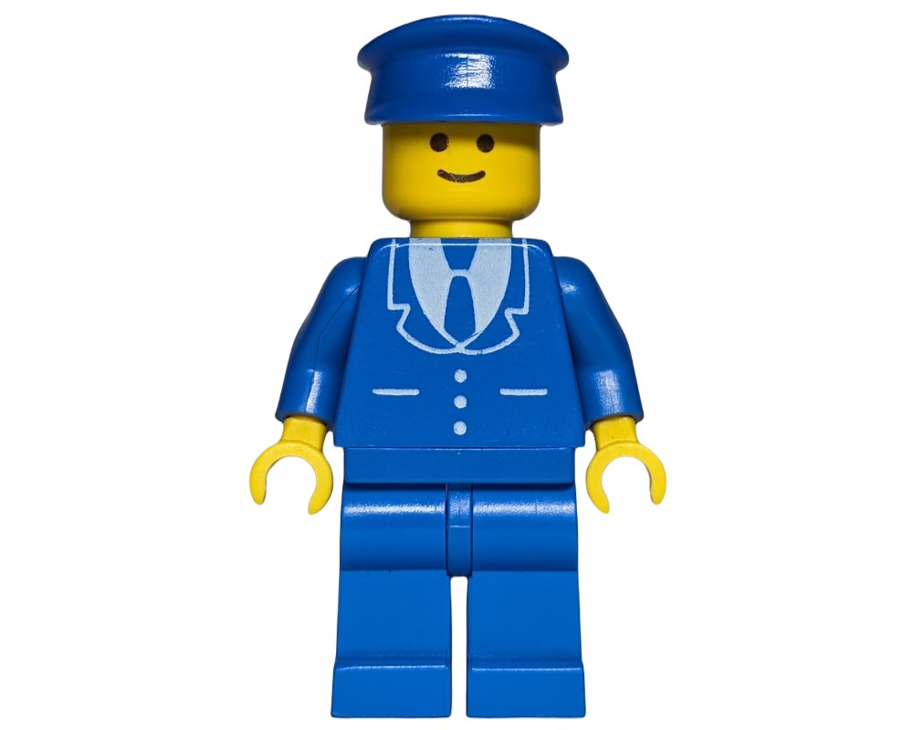 LEGO Set fig-008736 Man, Blue Suit with Tie and Three Buttons, Blue Hat ...