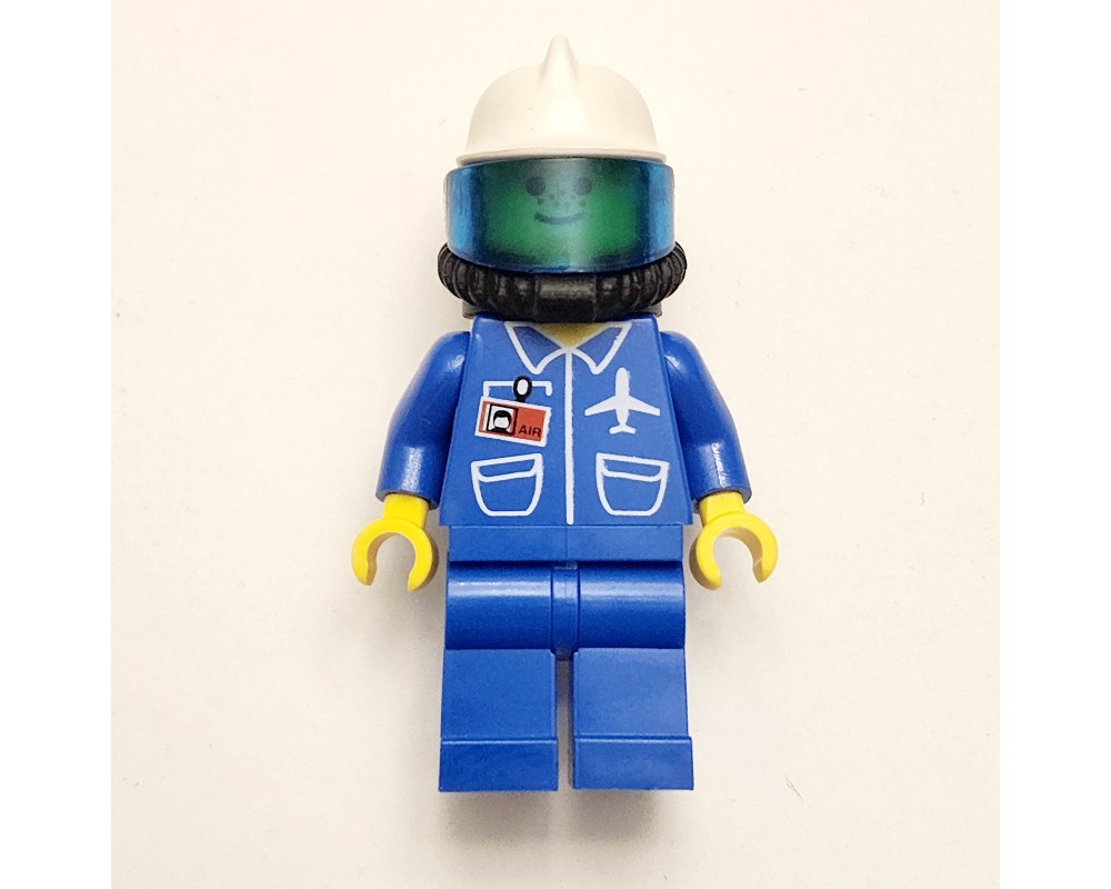 LEGO Set fig-008746 Ground Crew, Blue Jumpsuit with Plane and ID Badge ...