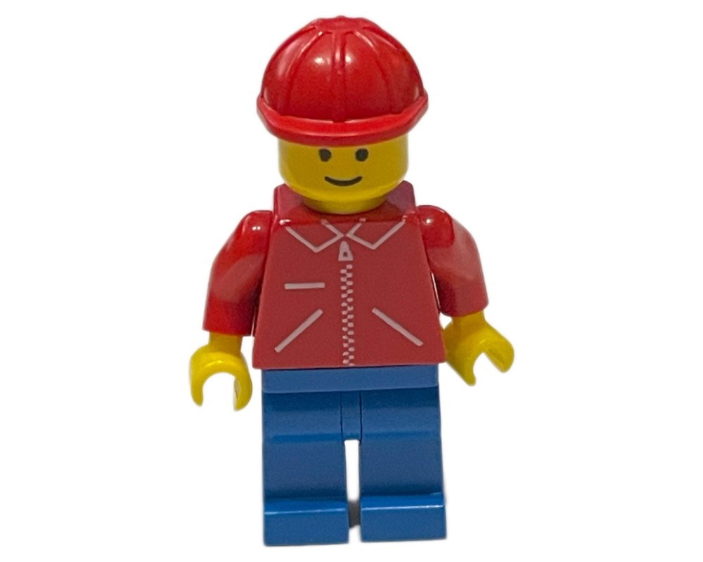 LEGO Set fig-008752 Man, Red Jacket with Zipper, Blue Legs, Red Hard ...