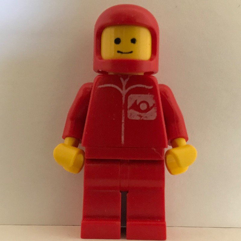 LEGO Set fig-008767 Postal Worker, Red Shirt with Horn Logo, Red Legs ...