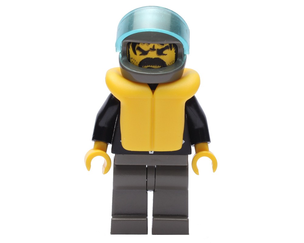 LEGO Set fig-008823 Man, Open Black Jacket over Red Shirt, Light Gray ...