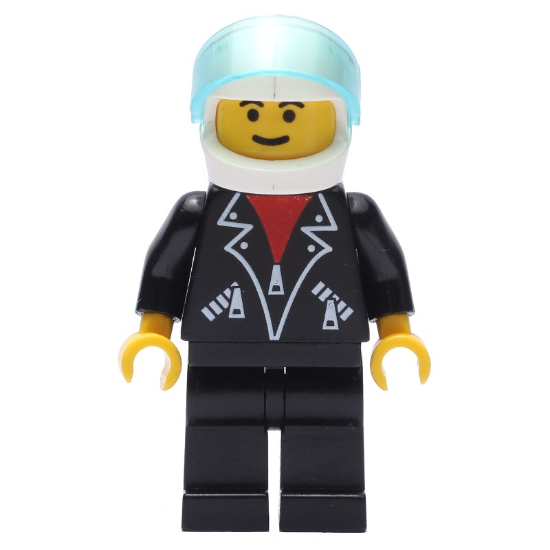 LEGO Set fig-008824 Man, Open Black Jacket over Red Shirt, Black Legs ...