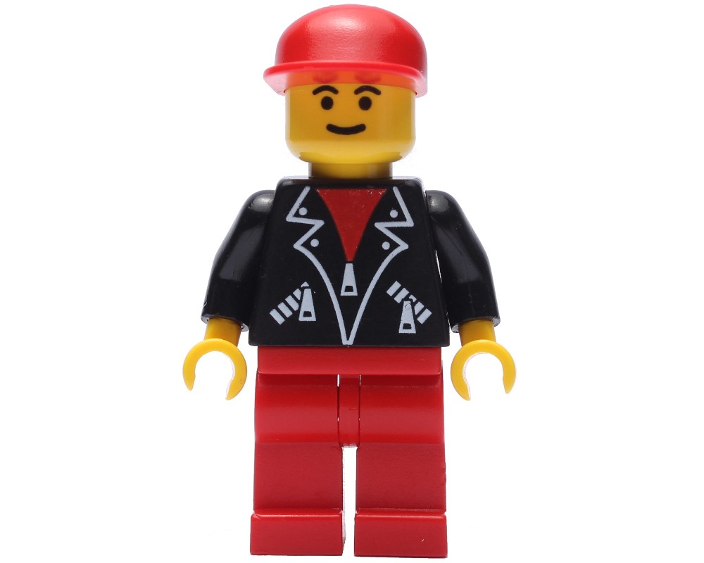 LEGO Set fig-008833 Man, Open Black Jacket over Red Shirt, Red Legs ...