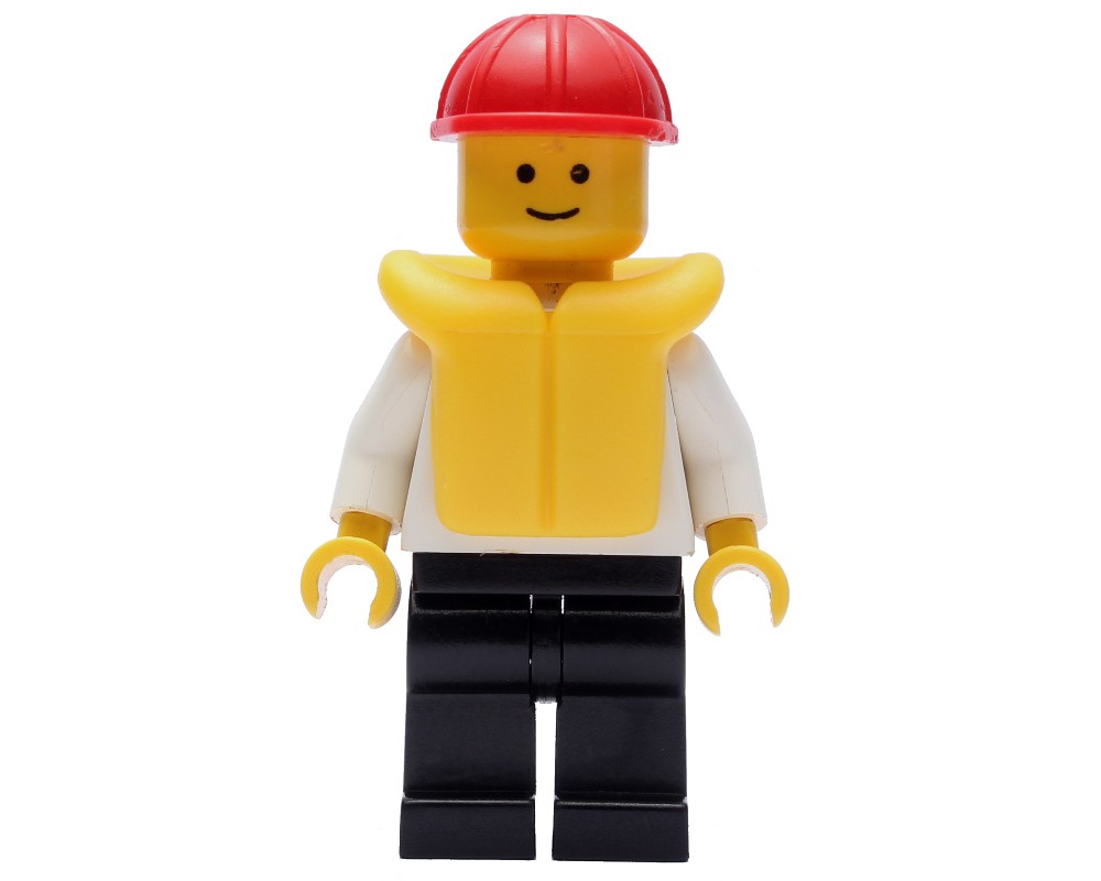 LEGO Set fig-008841 Sailor, White Top with Anchor, Red Hard Hat, Yellow ...
