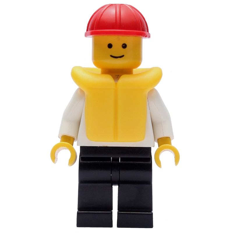 LEGO Set fig-008841 Sailor, White Top with Anchor, Red Hard Hat, Yellow ...