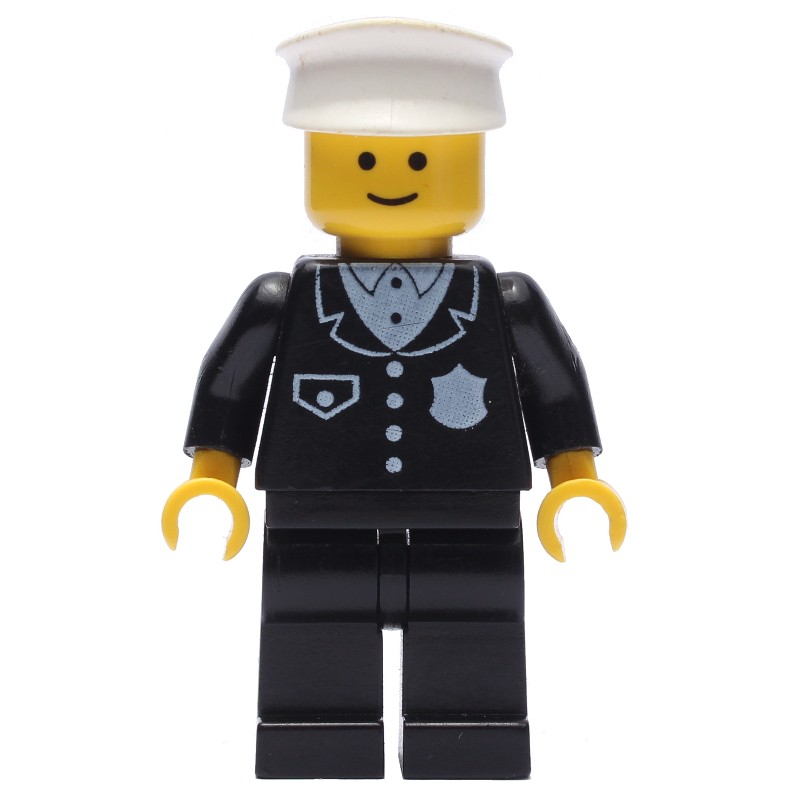 LEGO Set fig-008842 Policeman, Black Suit with Pocket and Badge, White ...