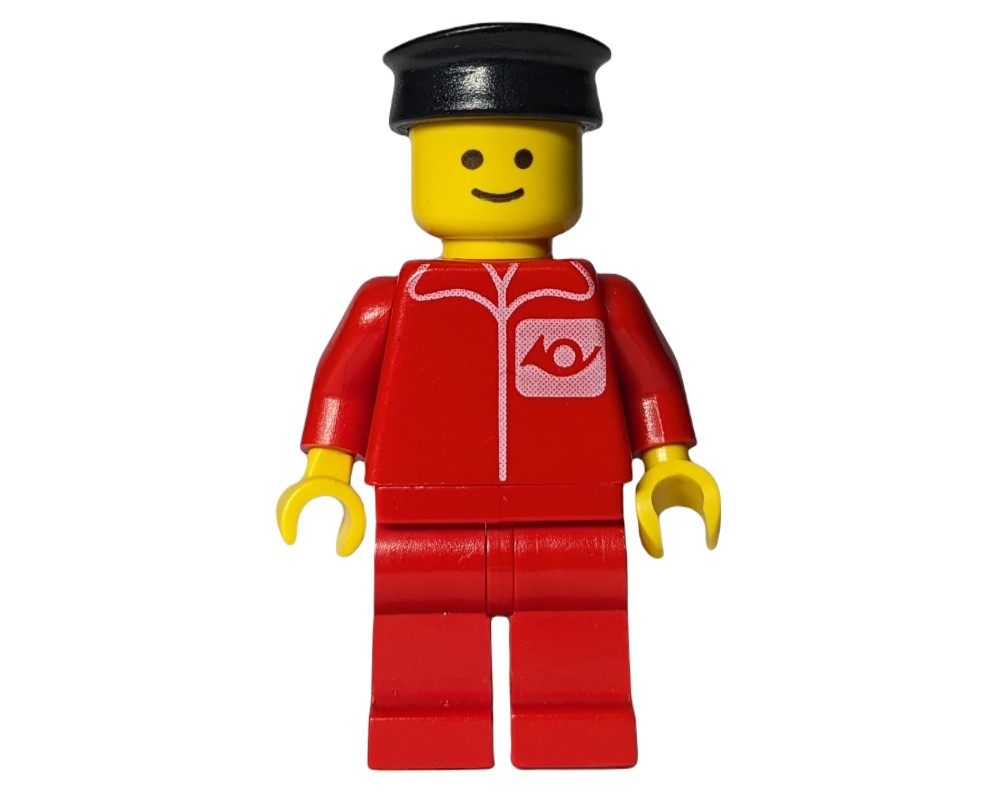 LEGO Set fig-008894 Postal Worker, Red Shirt with Horn Logo, Red Legs ...