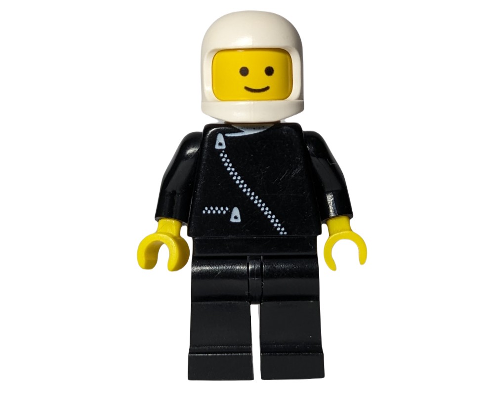 LEGO Set fig-008984 Man, Black Jacket with Zipper, White Helmet ...