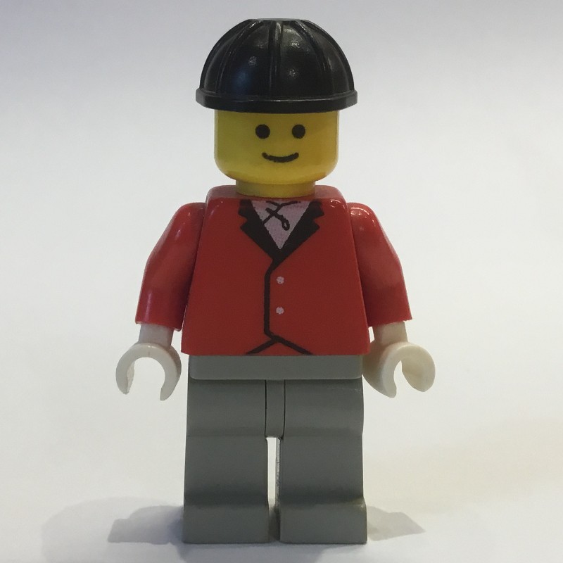LEGO Set fig-008991 Man, Red Riding Jacket, Light Gray Legs, Black Hard ...