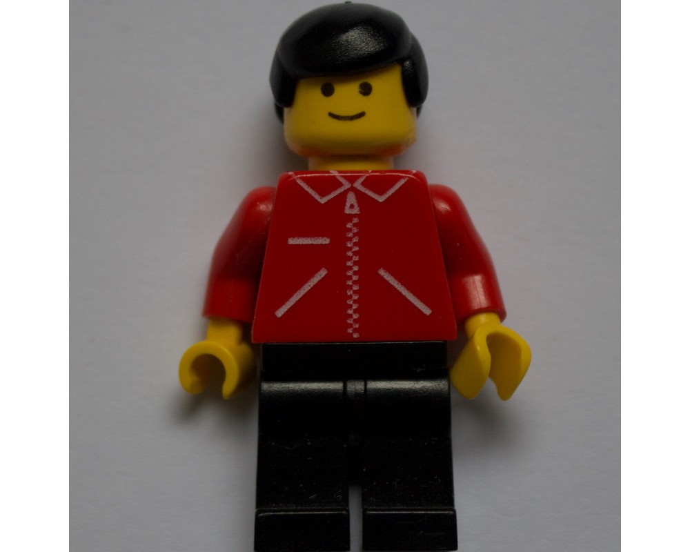 LEGO Set fig-008993 Man, Red Jacket with Zipper and Pockets, Black Legs ...