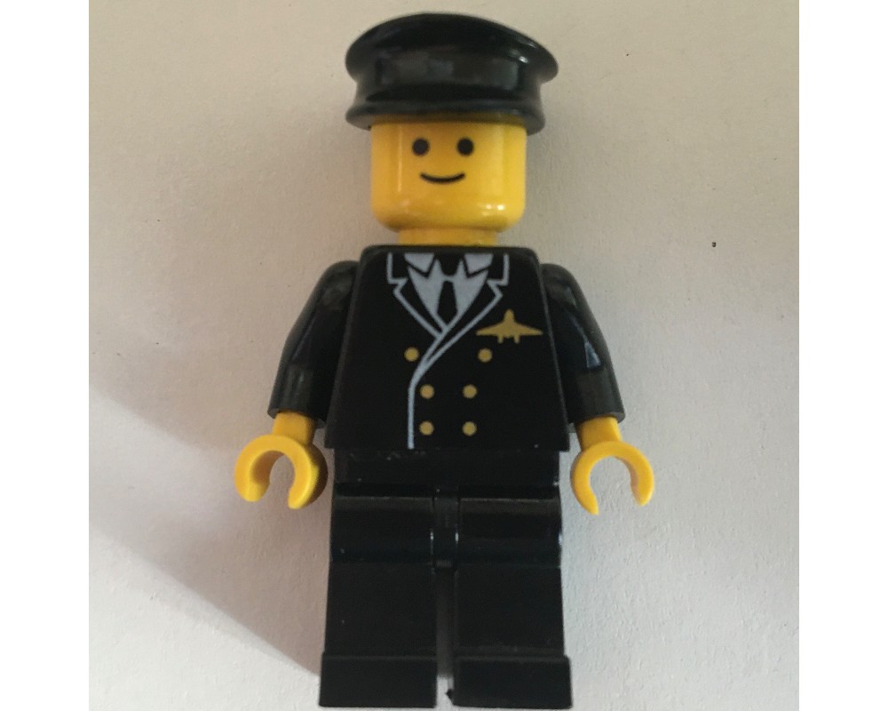 LEGO Set fig-009011 Pilot, Black Suit with Tie and Airplane Badge ...