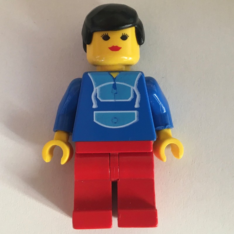 LEGO Set fig-009017 Woman, Blue and Red Jogging Suit, Black Hair (2004 ...