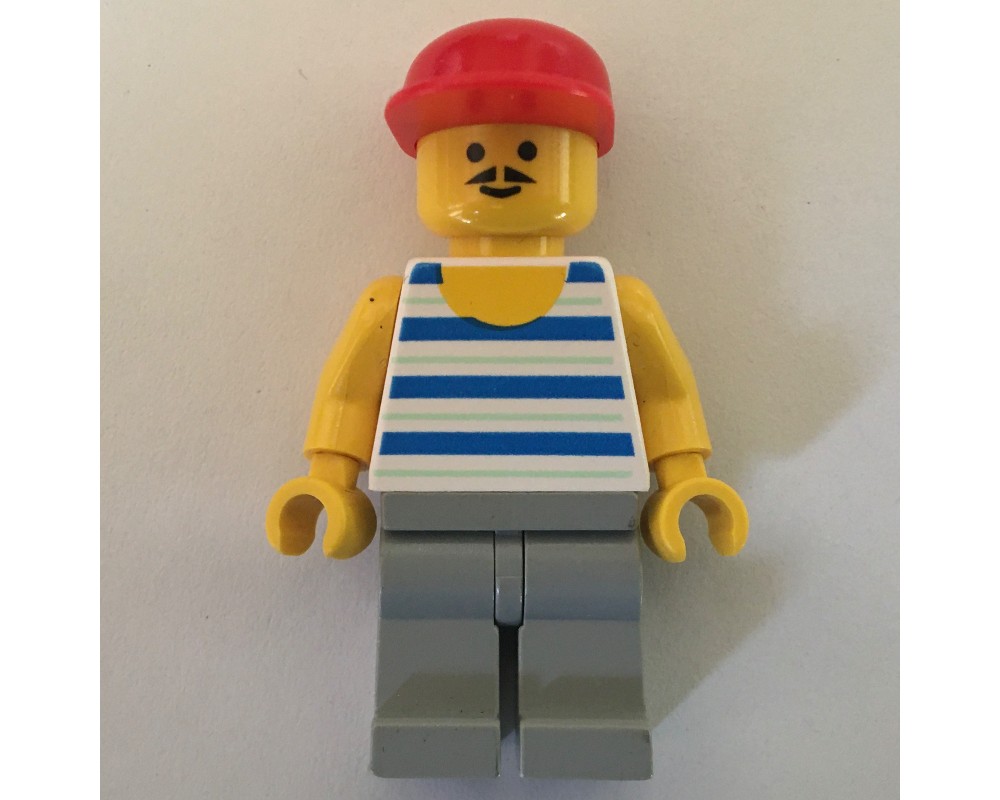LEGO Set fig-009023 Man, Blue and White Striped Tank Top, Light Gray ...