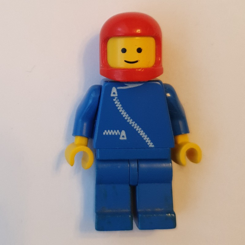LEGO Set fig-009034 Man, Blue Jacket with Zipper, Blue Legs, Red Helmet ...