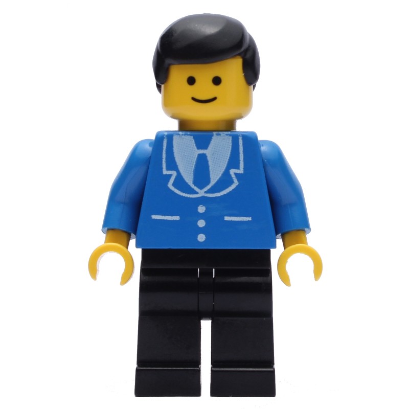 LEGO Set fig-009045 Man, Blue Jacket with Tie and Three Buttons, Black ...