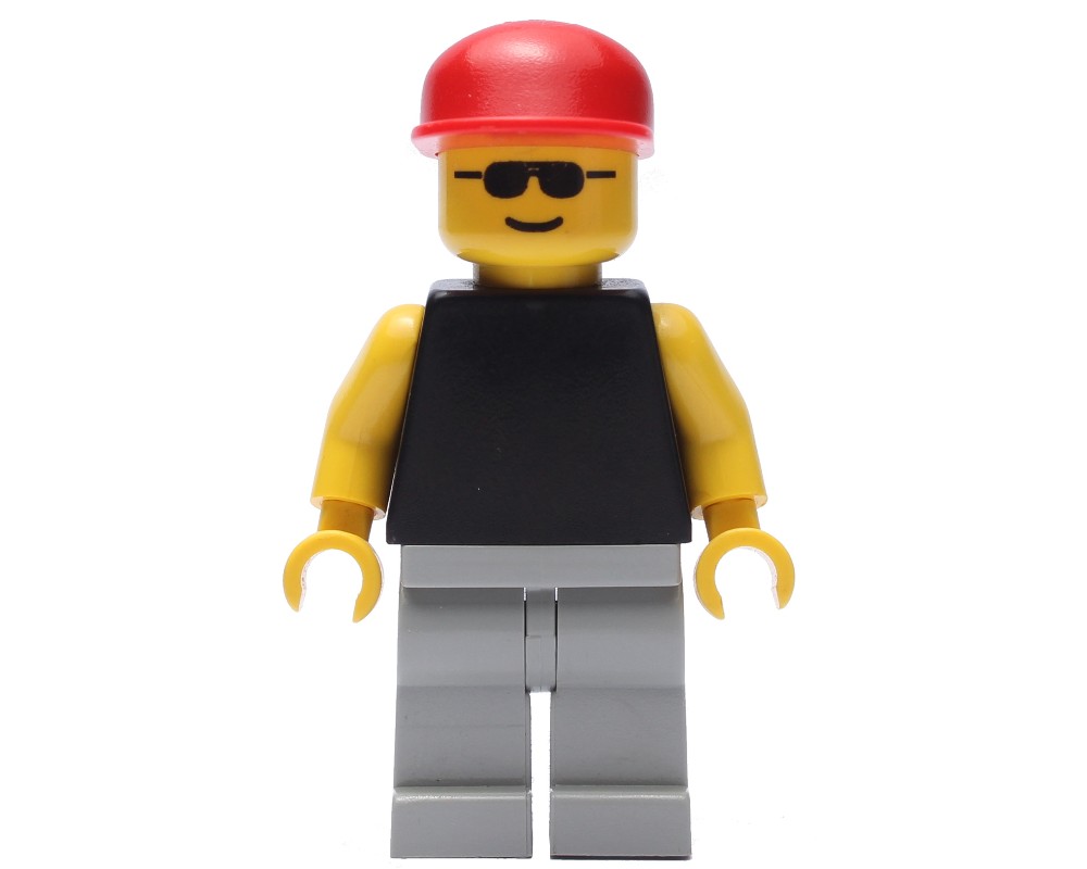 LEGO Set fig-009051 Man, Black Torso with Yellow Arms, Light Gray Legs ...