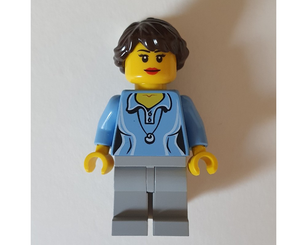 LEGO Set fig-009056 Woman, Medium Blue Polo Shirt with Necklace, Light ...