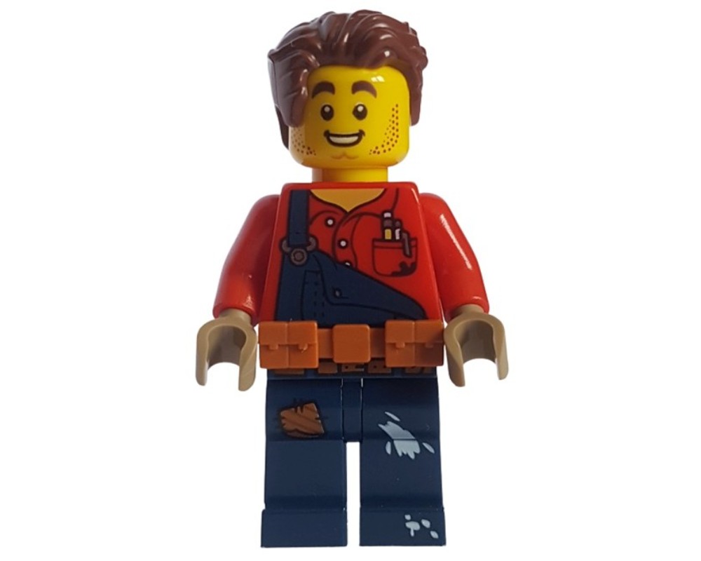 LEGO Set fig-009057 Harl Hubbs, Dark Blue Overalls, Utility Belt ...