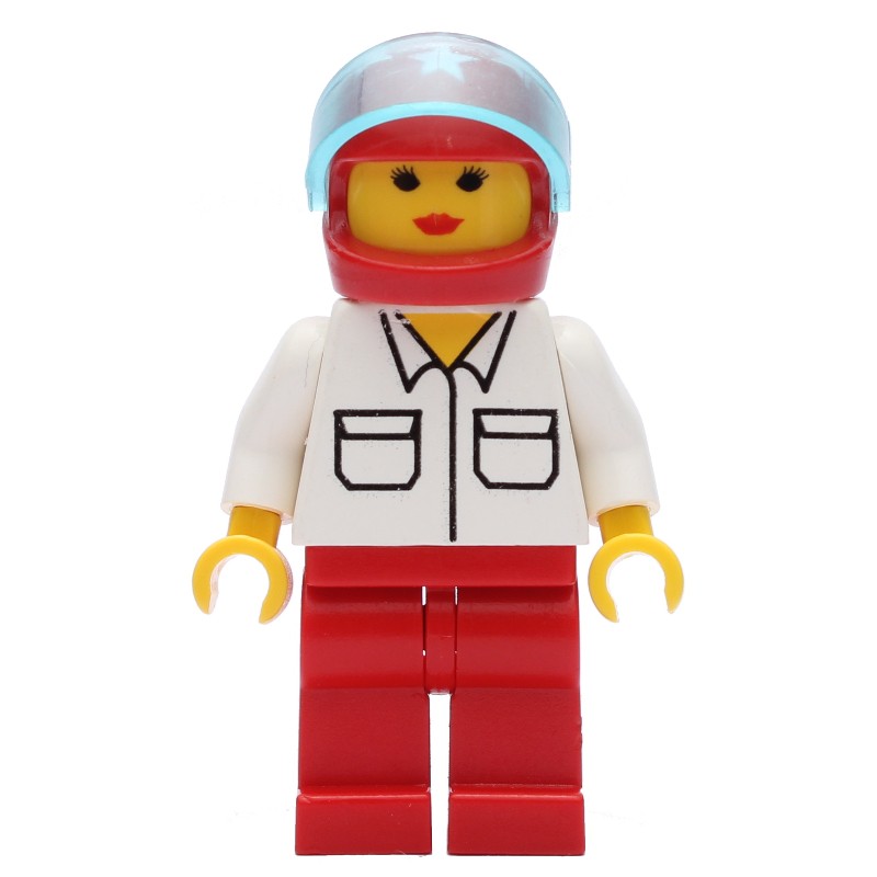 LEGO Set fig-009121 Woman, White Shirt with Pockets, Red Legs, Red ...
