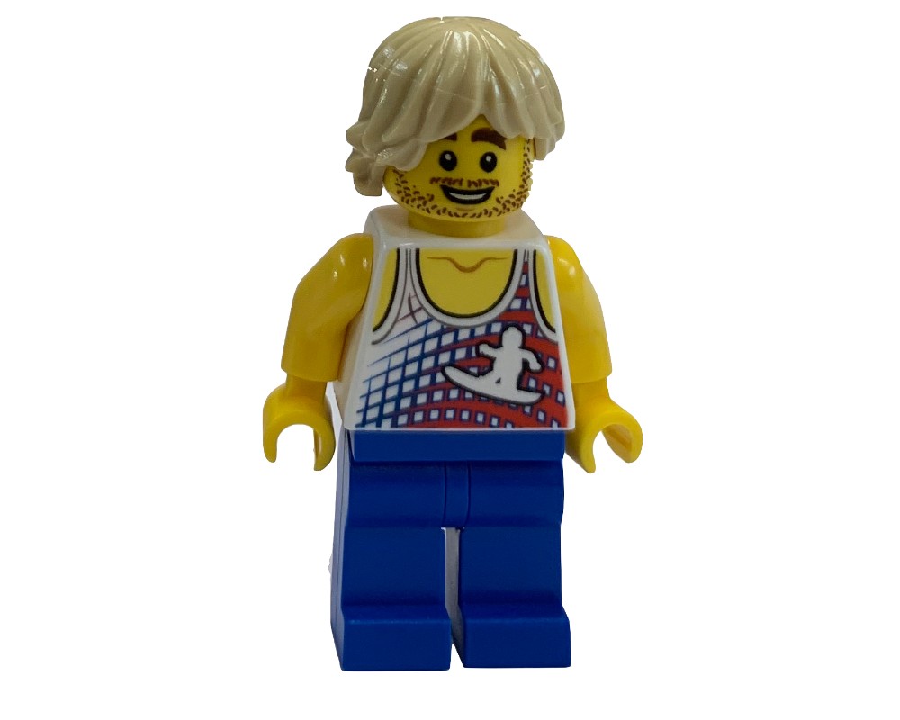 LEGO Set fig-009180 White Torso, Blue Legs, Tan Hair, Stubble Beard ...