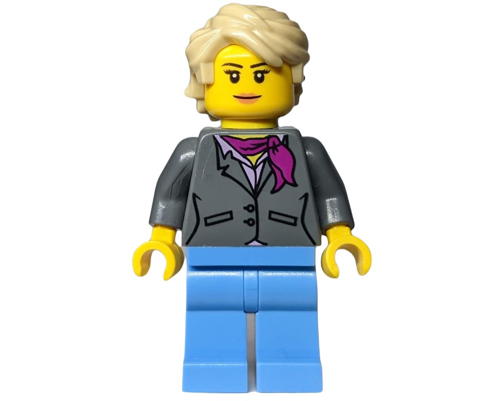 LEGO Set fig-009187 Dark Bluish Gray Torso, Medium Blue Legs, Tan Hair ...