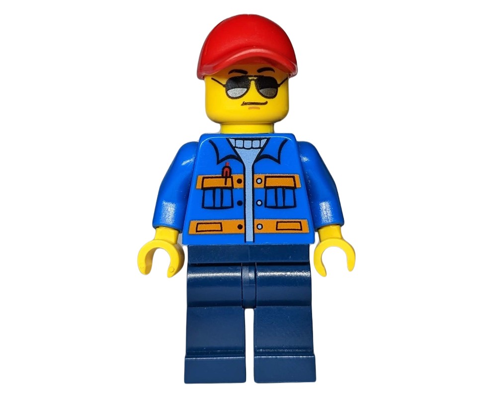 LEGO Set fig-009285 Man, Blue Jacket with Orange Stripes, Dark Blue ...