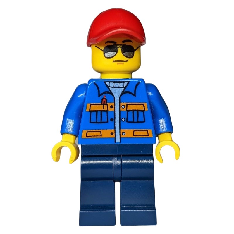 LEGO Set fig-009285 Man, Blue Jacket with Orange Stripes, Dark Blue ...