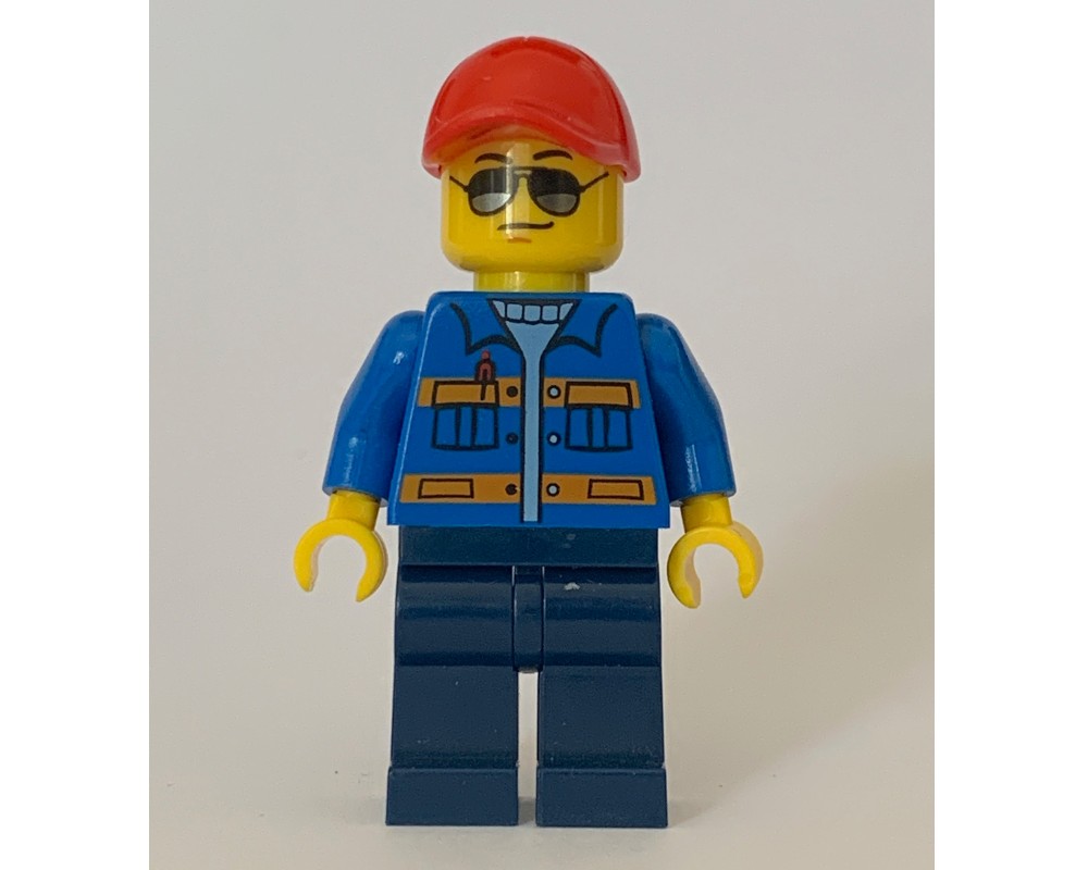LEGO Set fig-009285 Man, Blue Jacket with Orange Stripes, Dark Blue ...
