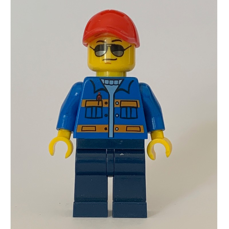LEGO Set fig-009285 Man, Blue Jacket with Orange Stripes, Dark Blue ...