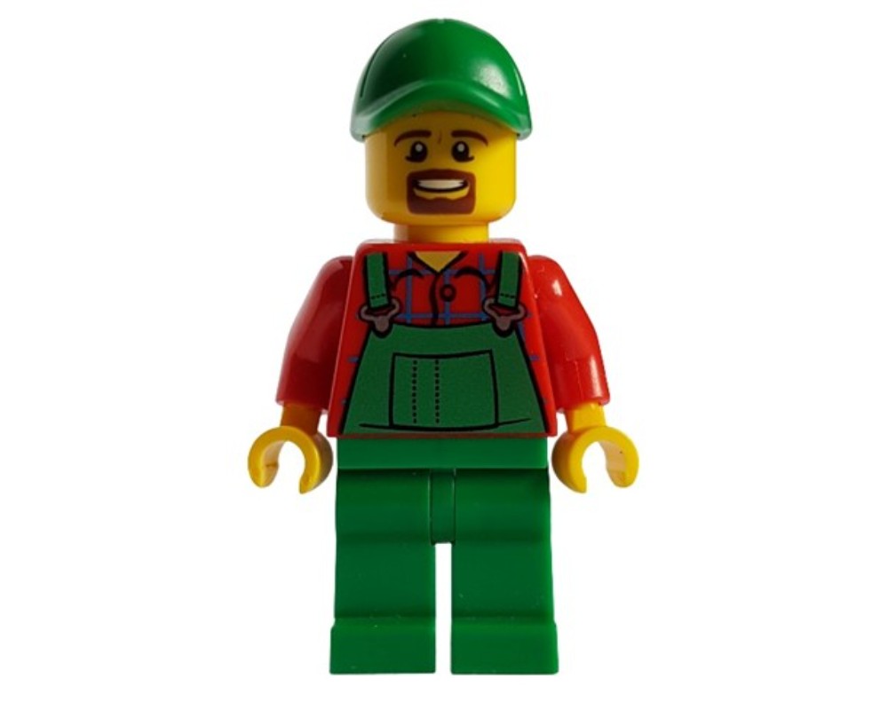 LEGO Set fig-009288 Man, Green Overalls over Red Shirt, Green Cap ...
