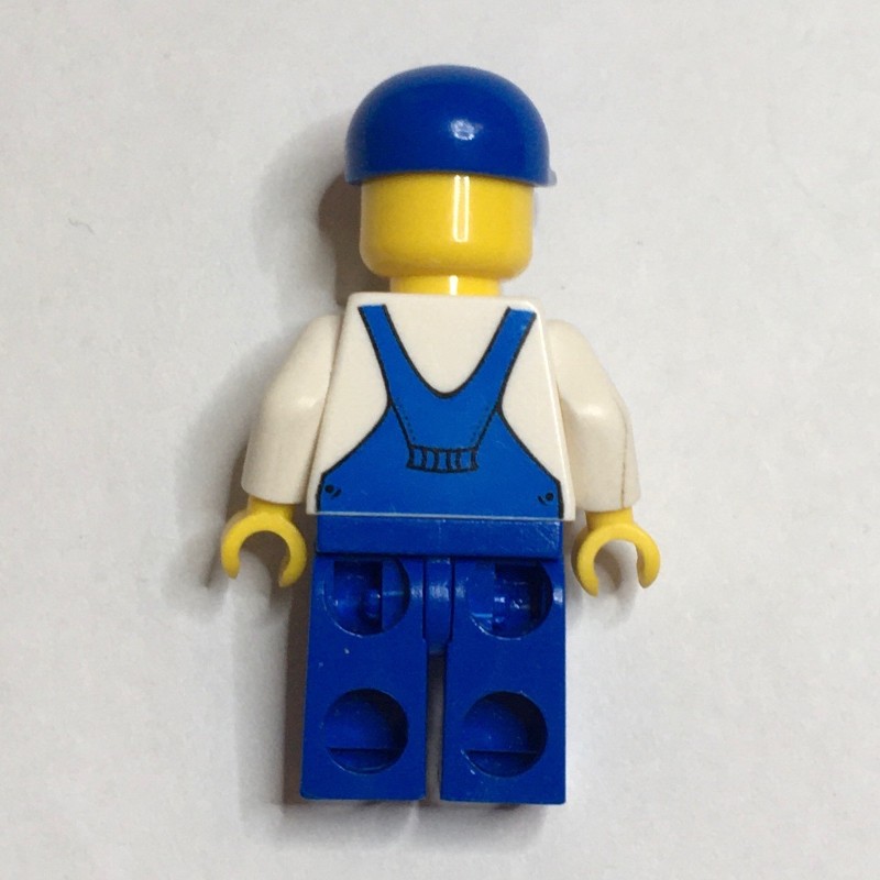 LEGO Set fig-009293 Woman, Blue Overalls over White V-Neck Shirt, Blue ...