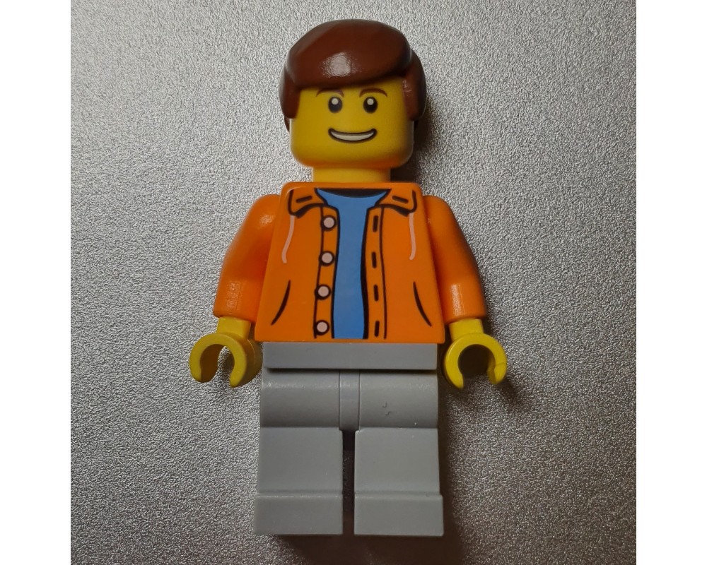 LEGO Set fig-009296 Man, Open Orange Jacket over Light Blue Shirt ...