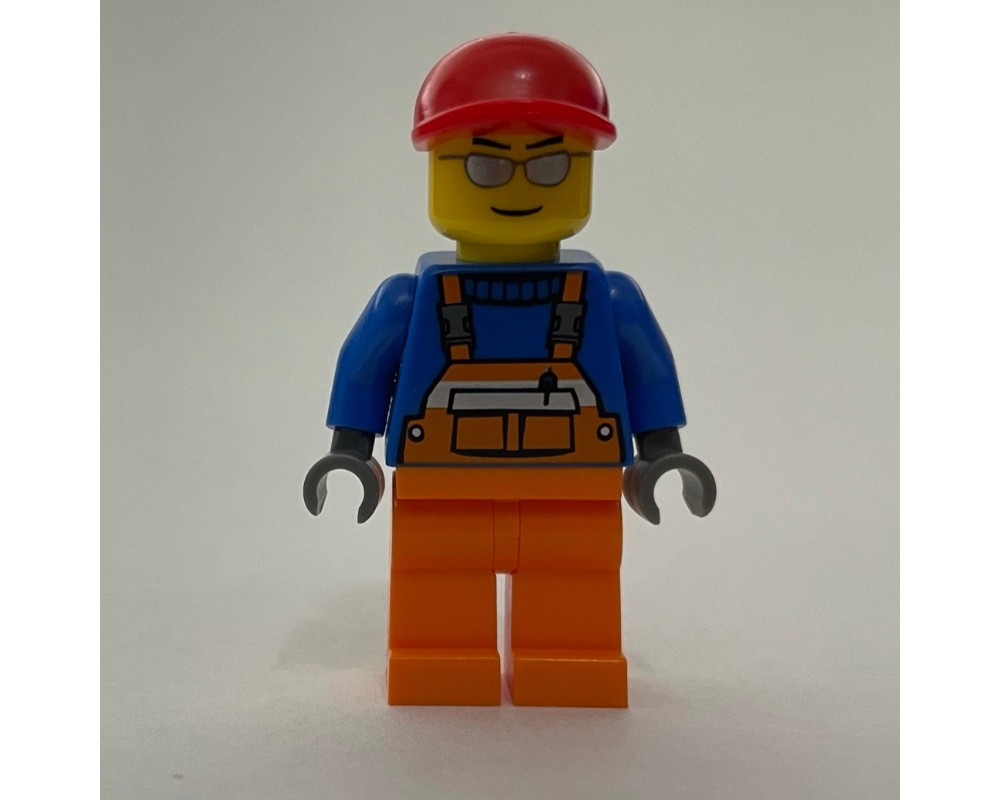 LEGO Set fig-009300 Construction Worker, Orange Overalls over Blue ...