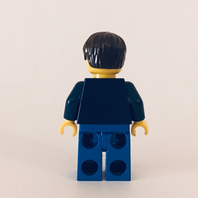 LEGO Set fig-009303 Man, Dark Blue Plaid Shirt, Blue Legs, Dark Brown ...
