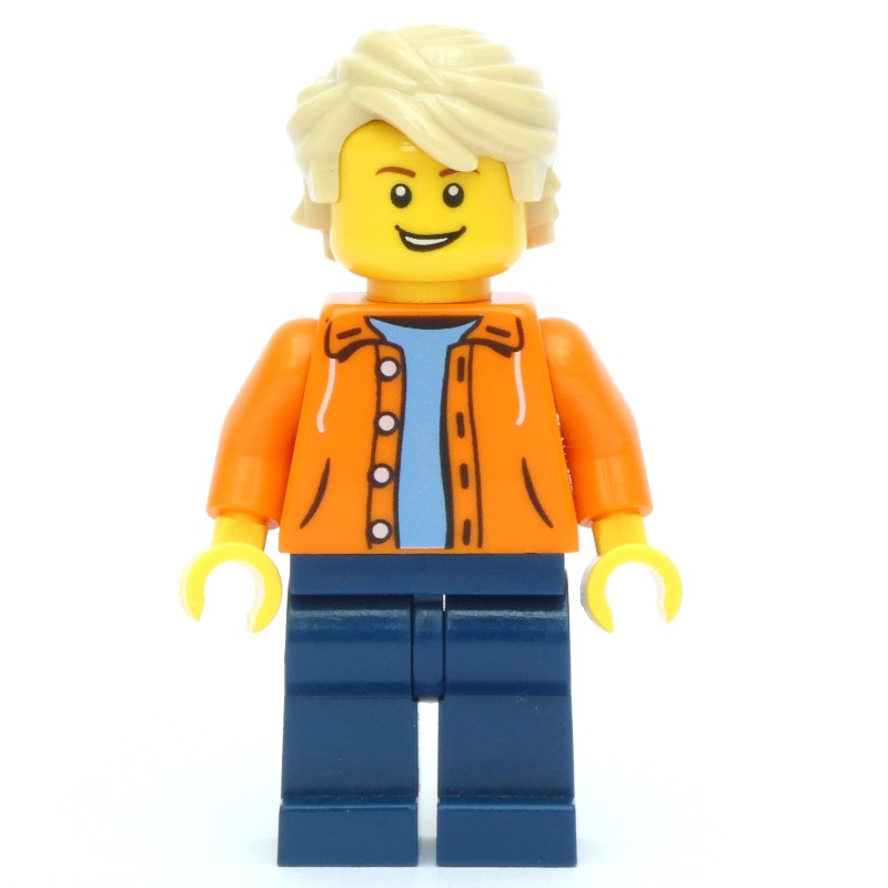 LEGO Set fig-009325 Orange Torso, Dark Blue Legs, Tan Hair ...